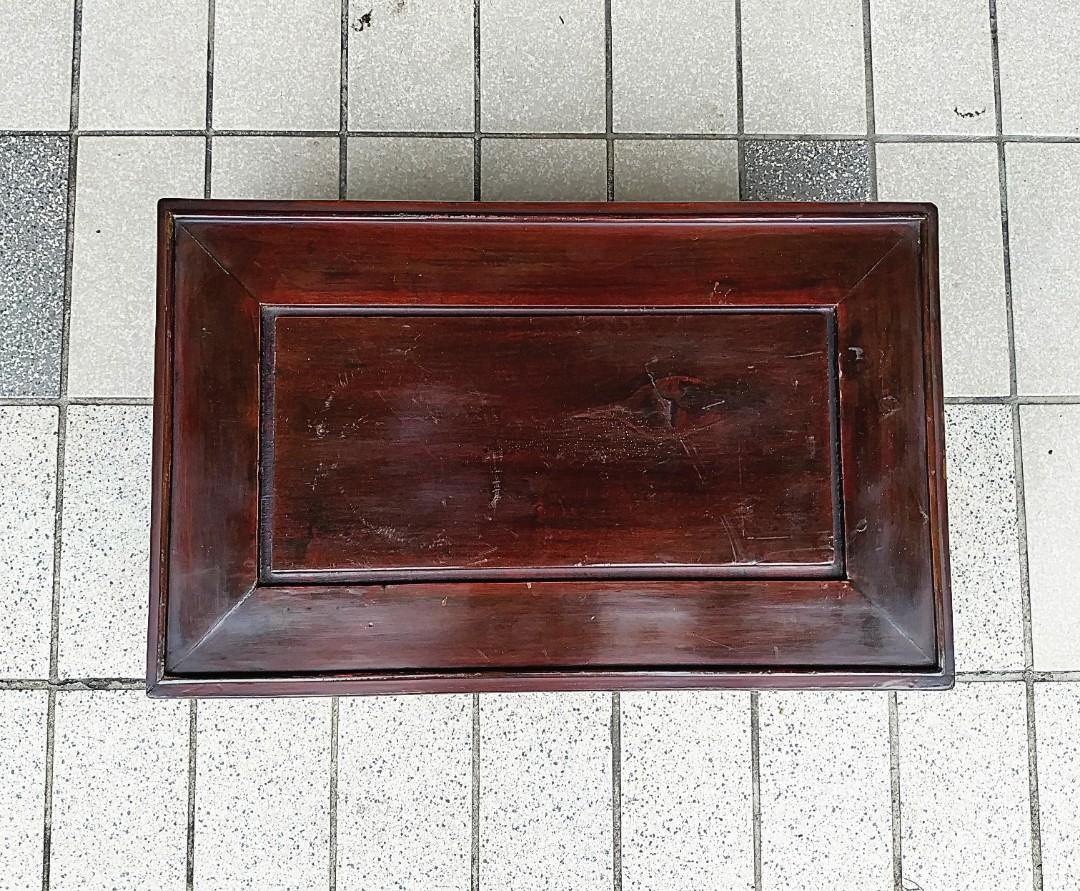 Antique Chinese Zitan Red Hardwood Low Table w/ Carved Floral ...