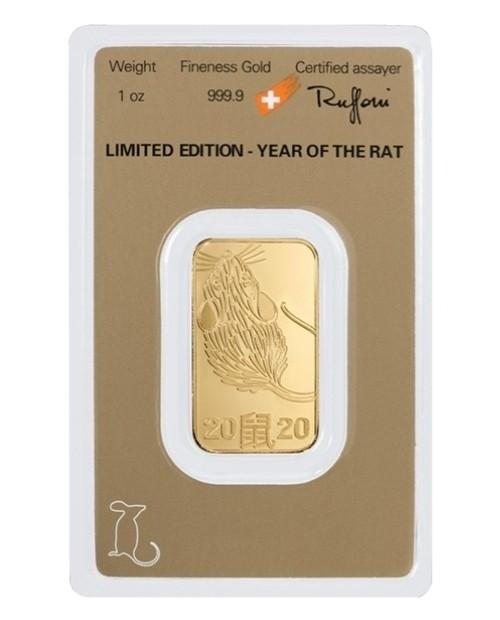 Argor Heraeus 1 oz 24K year of rat gold bar., Hobbies & Toys ...