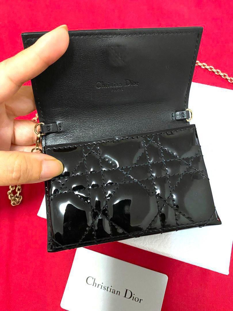Authentic Lady Dior Card holder pouch with removable chain, Luxury ...