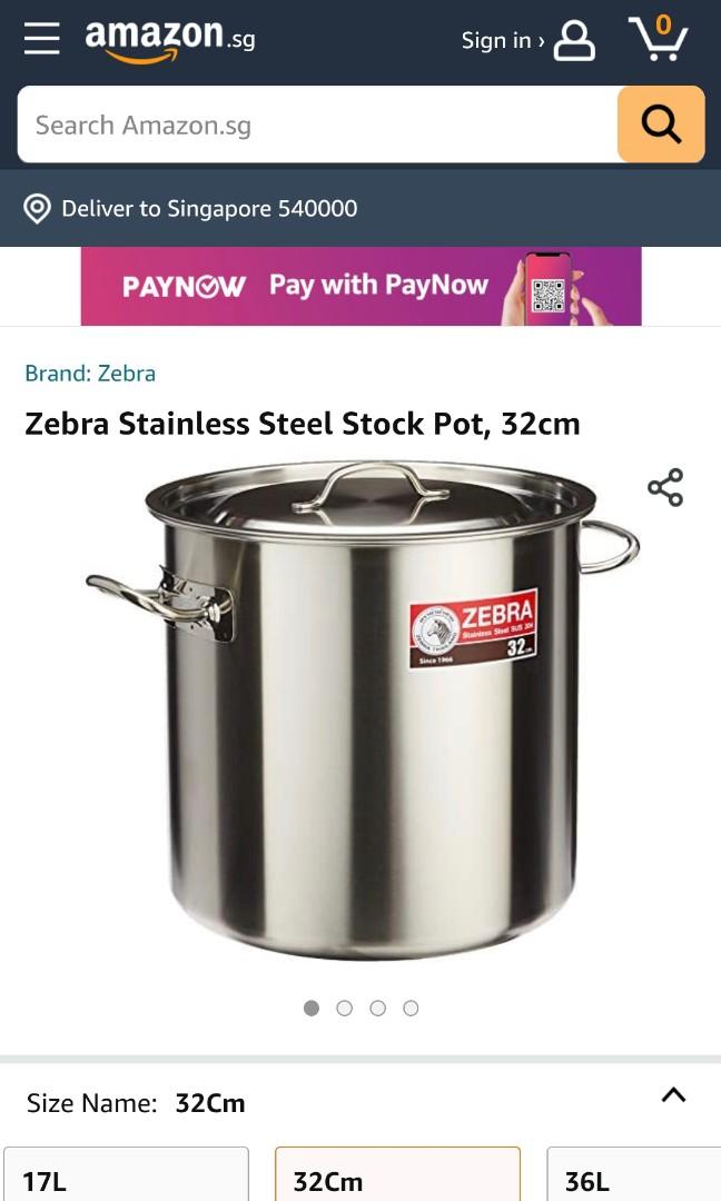Authentic Zebra Stainless Steel Stock Pot, Furniture & Home Living ...