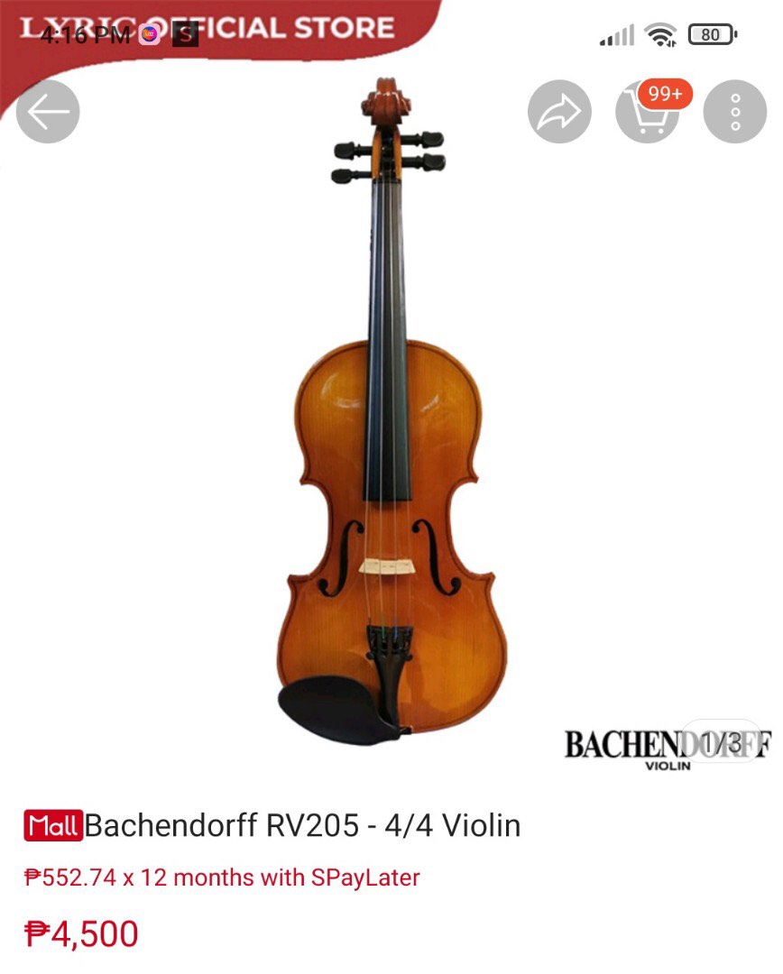 Bachendorff RV205 - 4/4 Violin Concert Series, Hobbies & Toys, Music ...