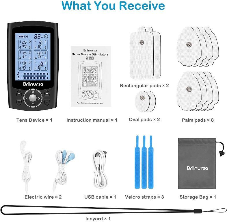 Brilnurse TENS Unit 24 Modes 30 Level Intensity, Dual Channel Electric ...