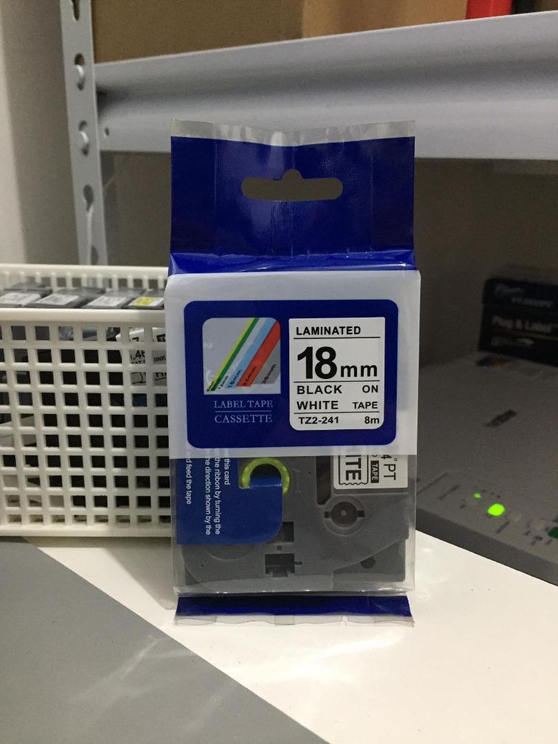 BROTHER LAMINATED LABEL TAPE BLACK PRINT ON WHITE TAPE 18mm, Computers ...