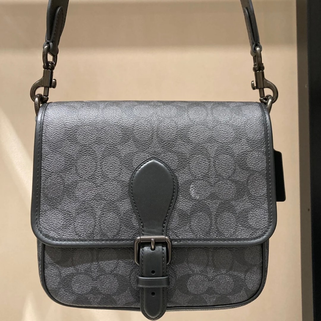 Coach Frankie Crossbody Men Bag in Signature Canvas Black, Men's ...