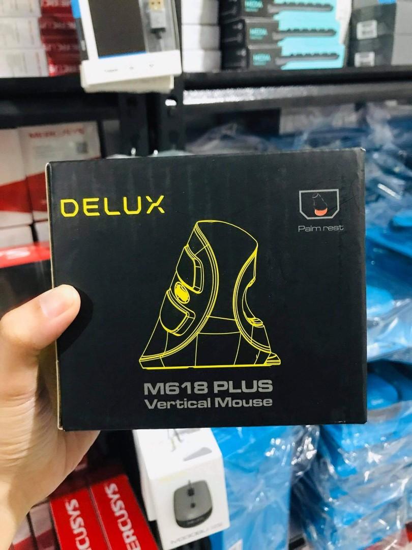 Delux M618 Plus Wired Vertical Mouse RGB Adjustable DPI | Palm Rest Black, Computers & Tech ...
