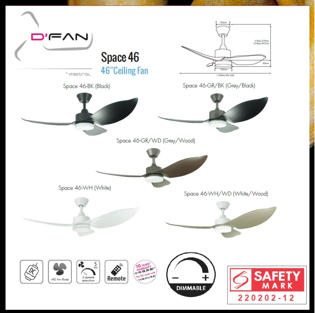 D'fan Space 46" Ceiling Fan by Mistral, Furniture & Home Living ...