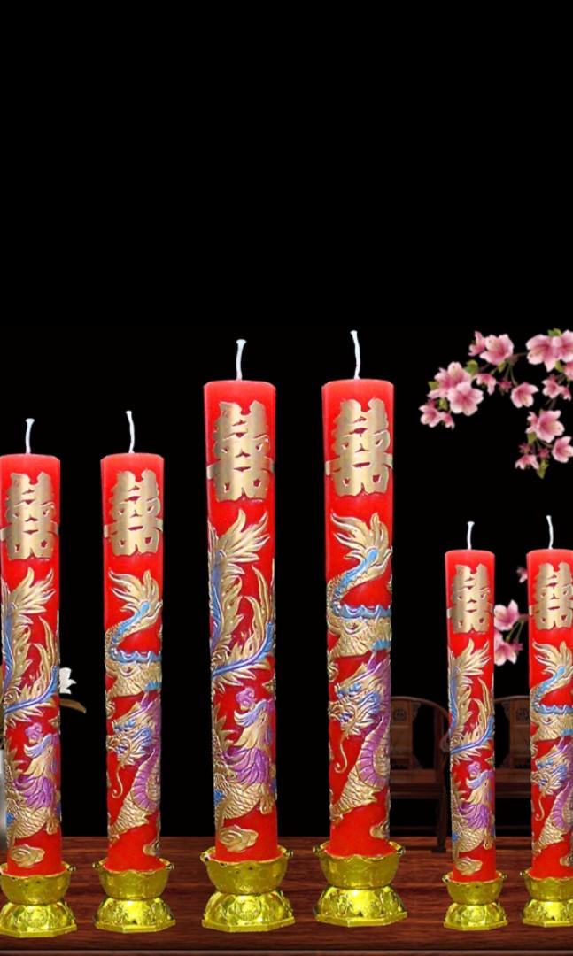 Dragon & Phoenix Candle Chinese Wedding, Everything Else on Carousell