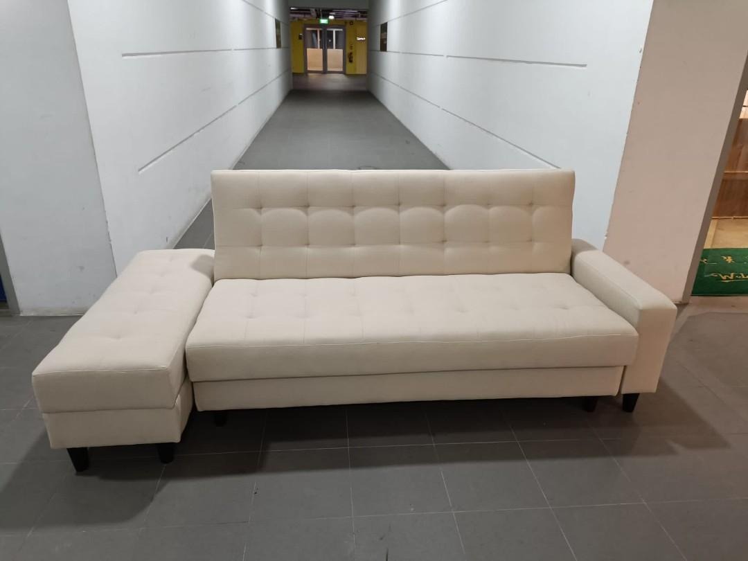 EVOCA Multi Storage Sofa Bed in CREAM WHITE FABRIC, Furniture & Home ...