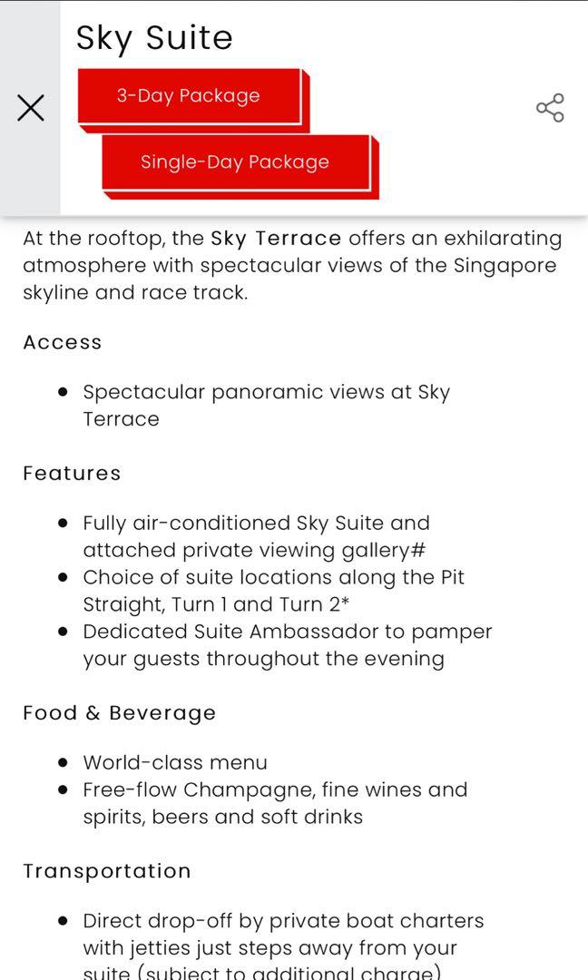 F1 Sky Suite Ticket, Tickets & Vouchers, Local Attractions & Transport ...