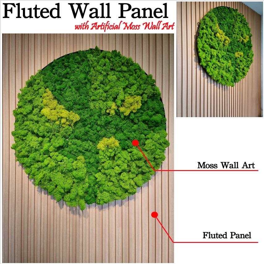 Fluted Wall Panel Decoration with Artificial Moss Wall Art/Artificial ...