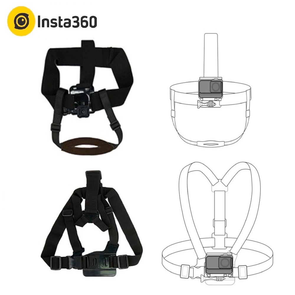 Insta360 Run Bundle Chest + Head Strap Mount for ONE X3 X2 RS ...