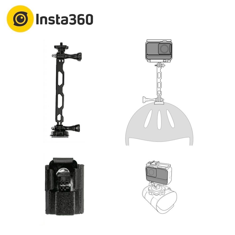Insta360 Sky Bundle Hand Wrist Strap + Adhesive Helmet Extension Mount ...