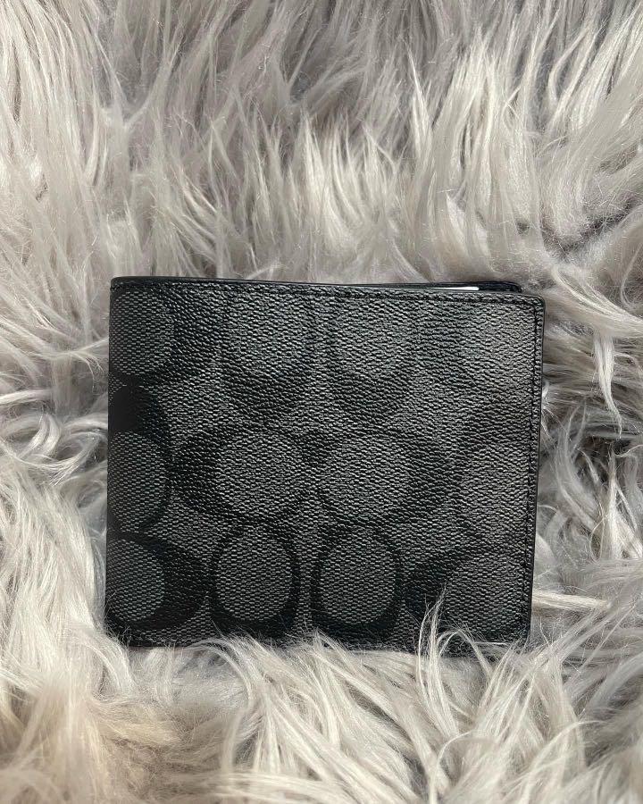 Coach Men's Wallet with insert in signature canvas - Black with red ...