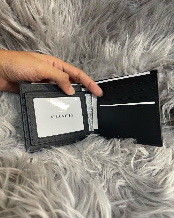 Coach Men's Wallet with insert in signature canvas - Black with red ...