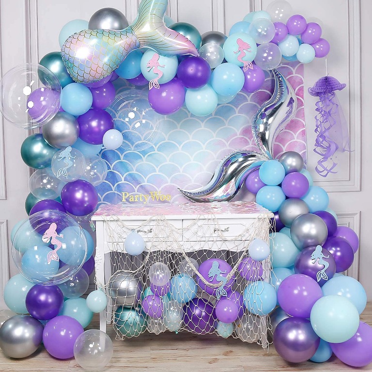 ~instock~ PartyWoo Mermaid Balloons Garland Kit, 180pcs Mermaid ...