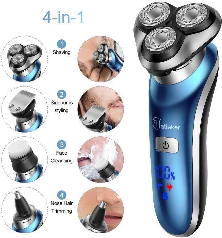 K40 Blue Hatteker 4 in 1 Electric Cordless Wet Dry Face Brush Rotary ...