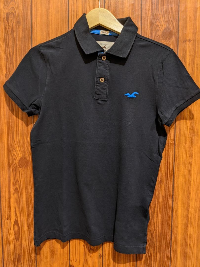 Kaos Polo Holister Hitam Polos Mini Logo, Fesyen Pria, Pakaian , Atasan ...