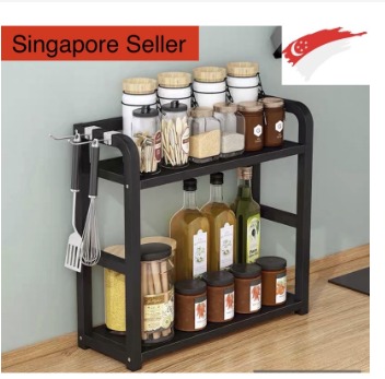 Kitchen Condiment Rack Spice Seasoning Rack Organiser 2-Tier Kitchen ...