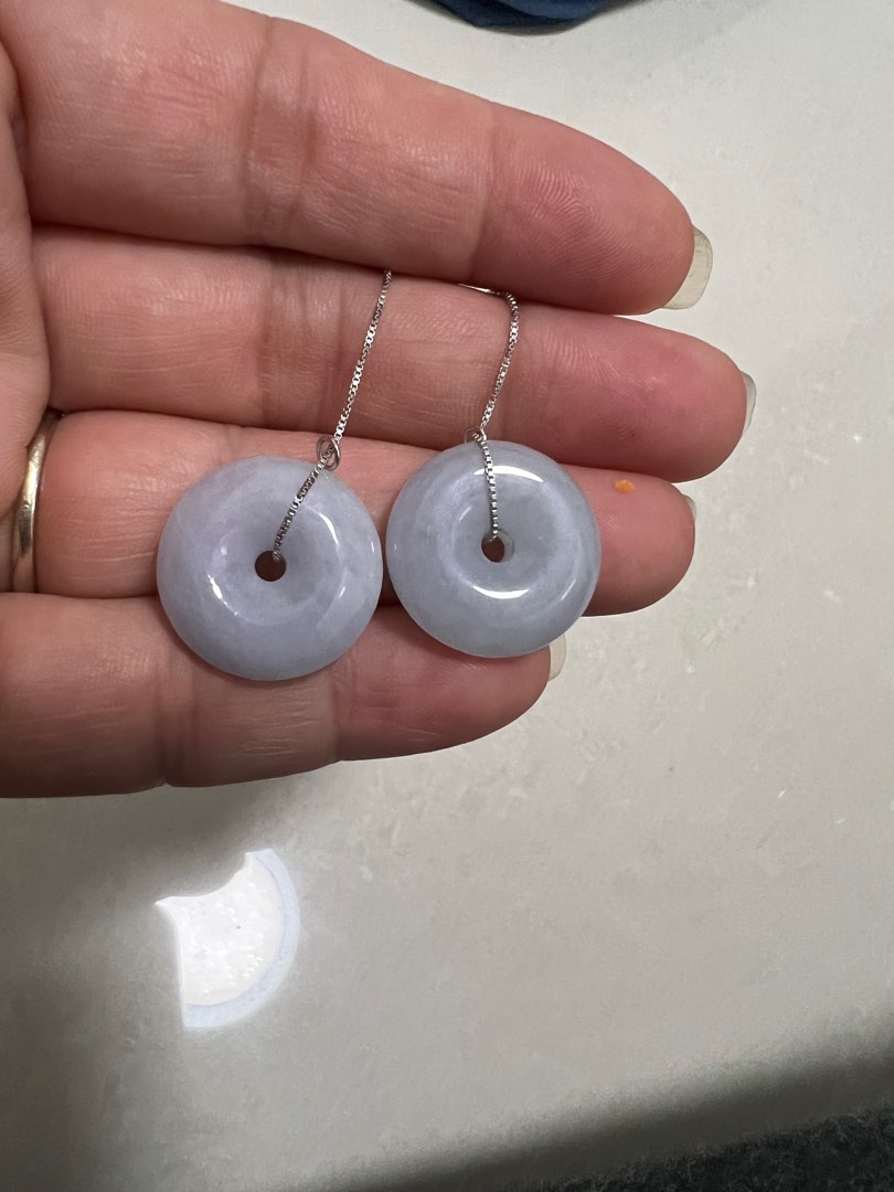 Lavender Jadeite pingan Kou 平安扣 earring, Women's Fashion, Jewelry ...