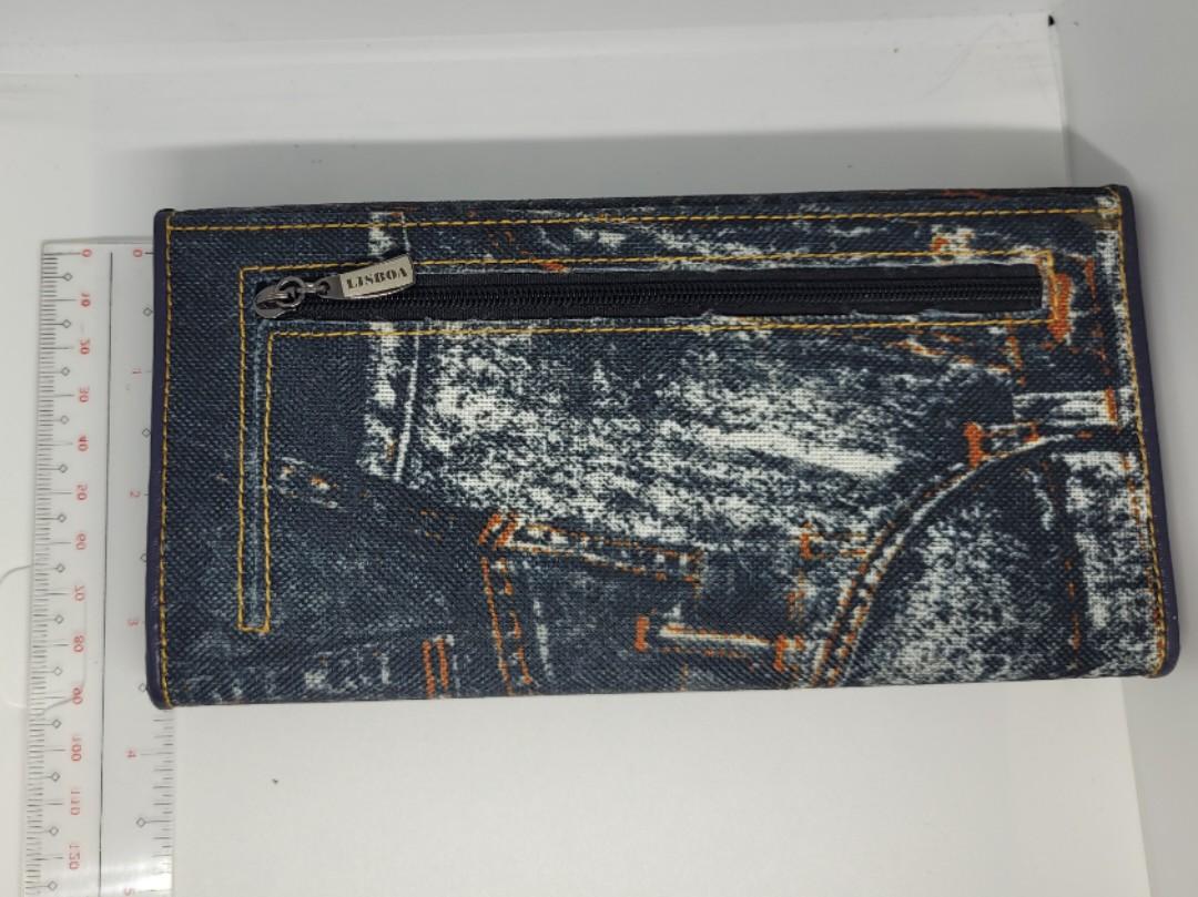 LISBOA denim design long wallet, Women's Fashion, Bags & Wallets ...