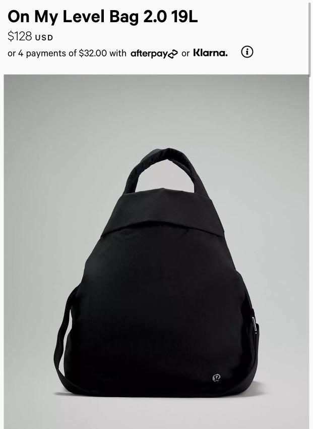 Lululemon On My Level Bag 2.0 (19L) black, Women's Fashion, Bags ...