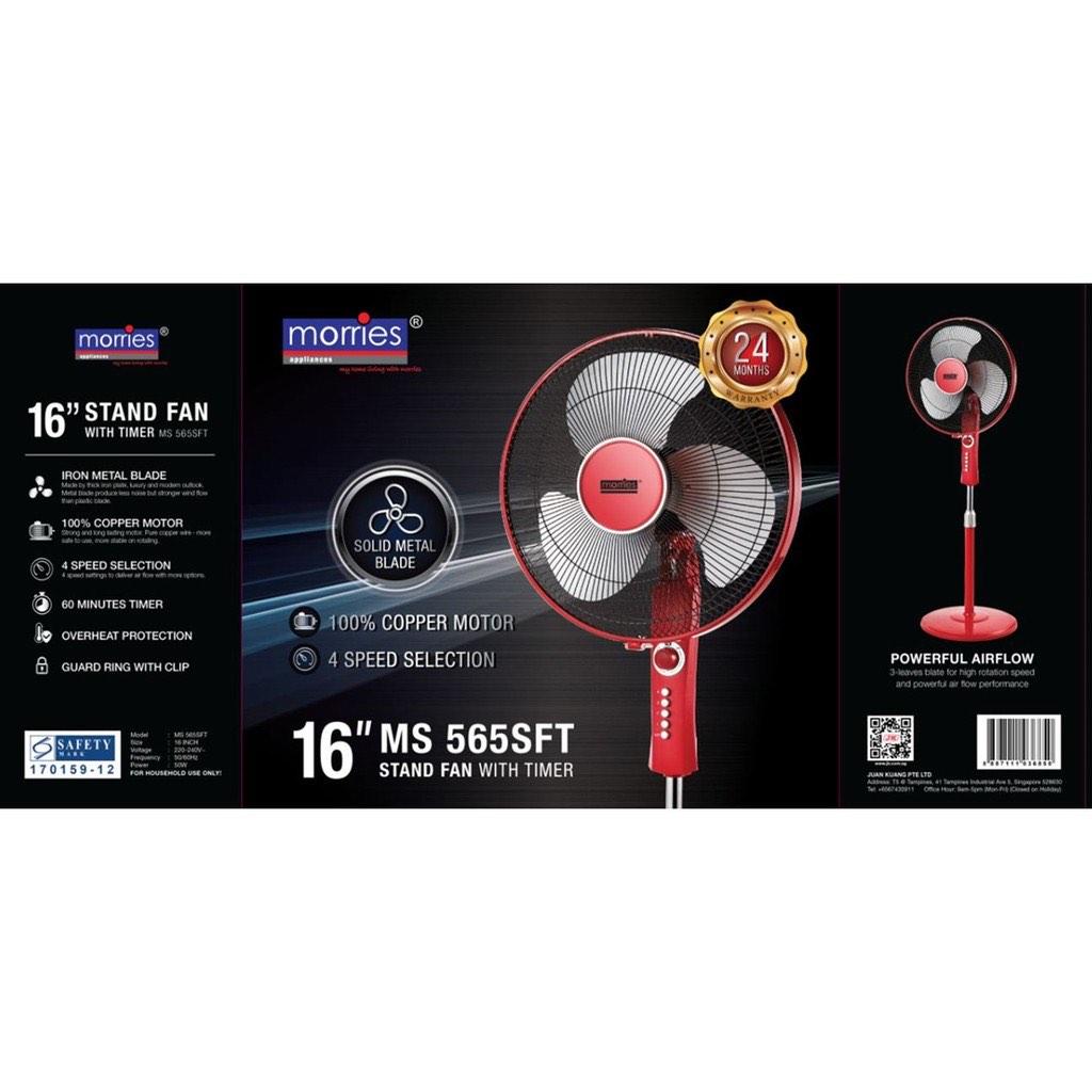 Morries 16" Stand Fan W/Timer (Metal Blade/4 Speed) MS565SFT, Furniture ...