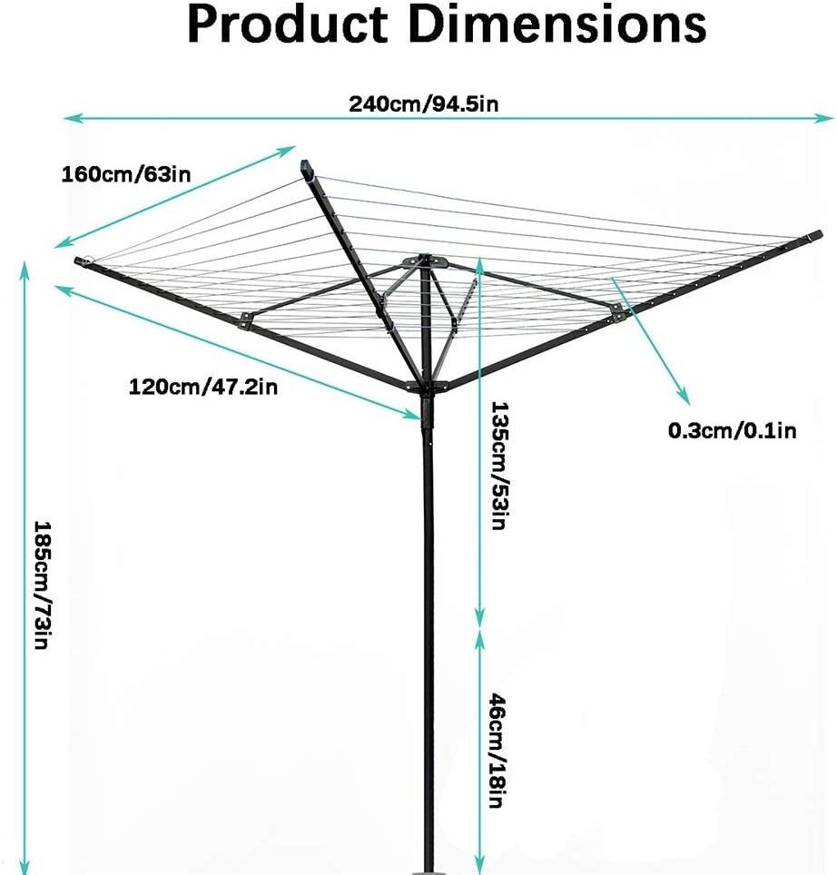 N / A Rotary Washing Lines Outdoor, Clothes Outdoo Airer, Heavy Duty ...