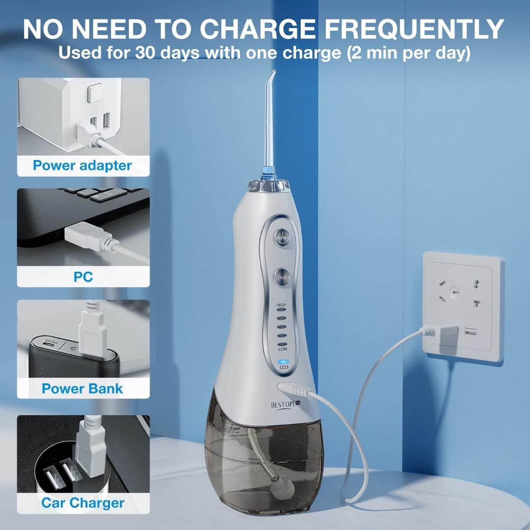 [NO PACKAGING] Water Flosser for Teeth BESTOPE 300ML Cordless Electric ...