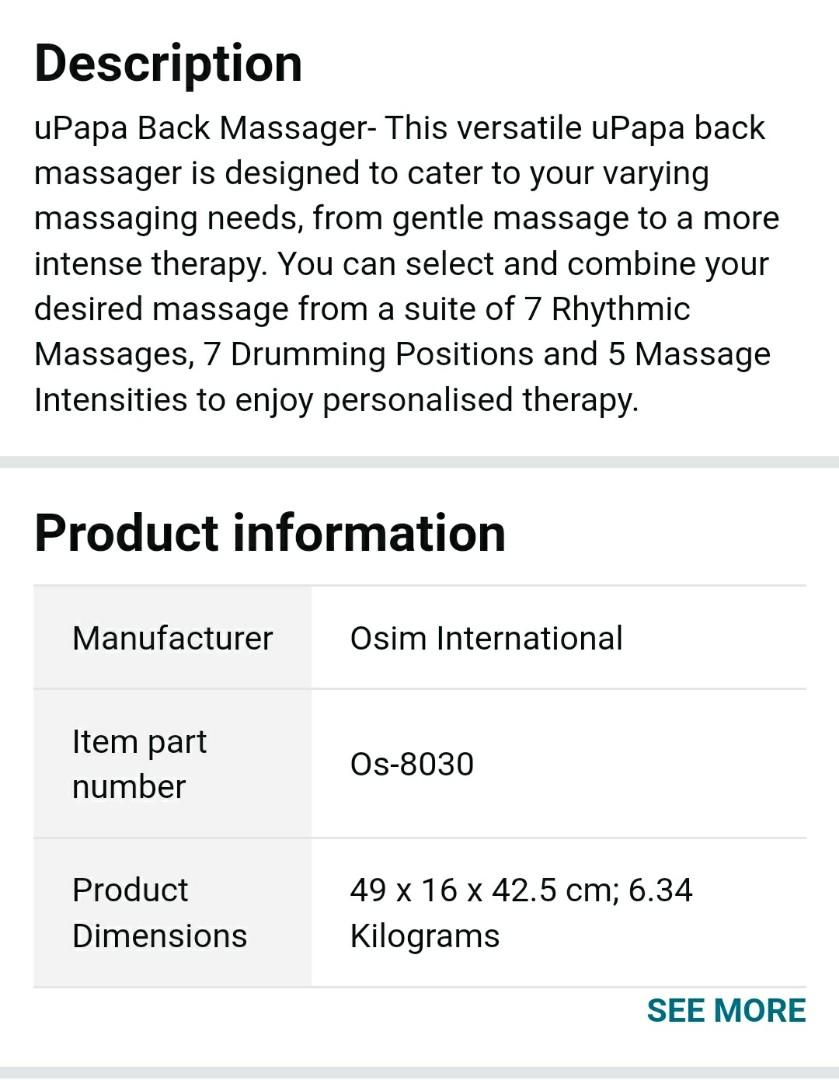 Osim Upapa, Health & Nutrition, Massage Devices on Carousell