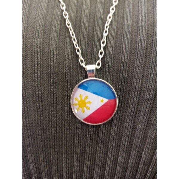 Philippines Pride National Flag Glass Cabochon Pendant Long Chain ...