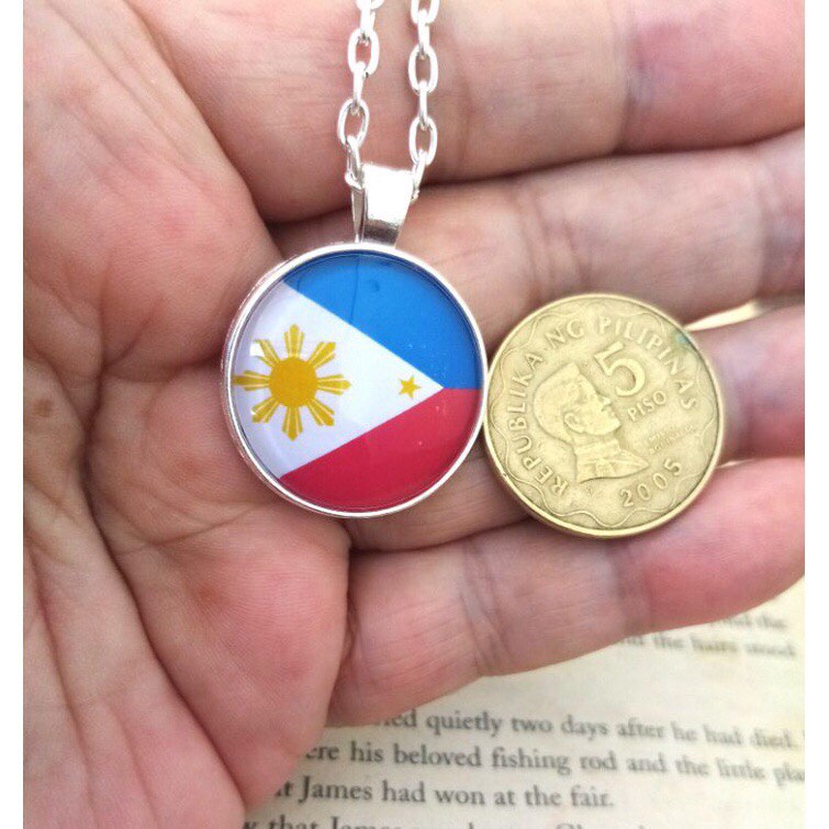 Philippines Pride National Flag Glass Cabochon Pendant Long Chain ...