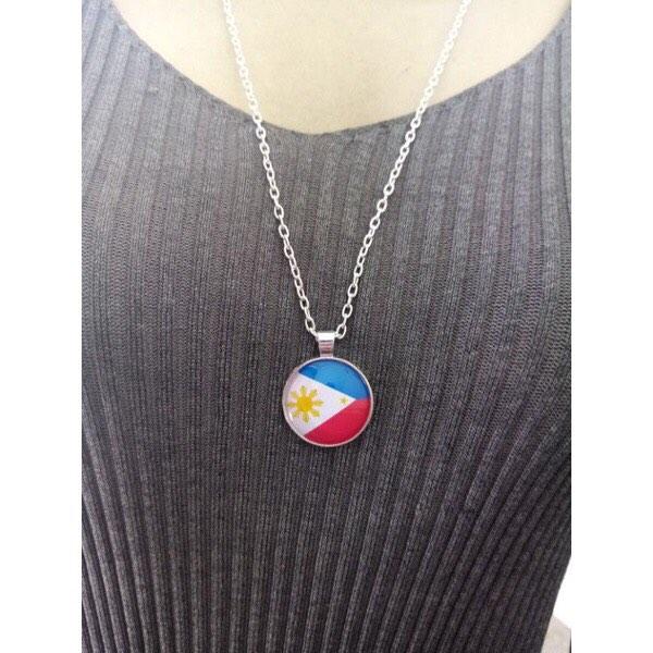 Philippines Pride National Flag Glass Cabochon Pendant Long Chain ...
