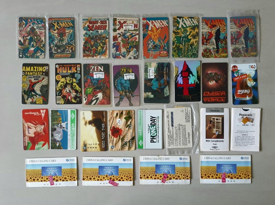 Phone Cards - X-Men, Spiderman, Hulk, Zen Jack Kirby, The Lost World T ...