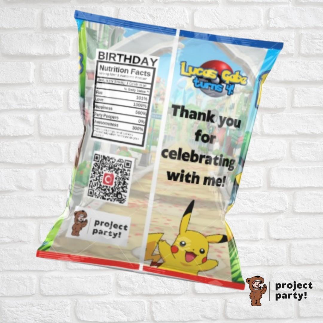 Pikachu Pokemon Chip Bag | Birthday Party Favour | Goodie Bag ...