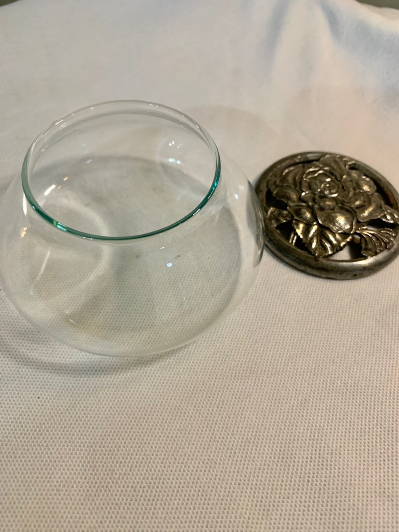 Pretty glass with Pewter Cover, Furniture & Home Living, Home Decor ...