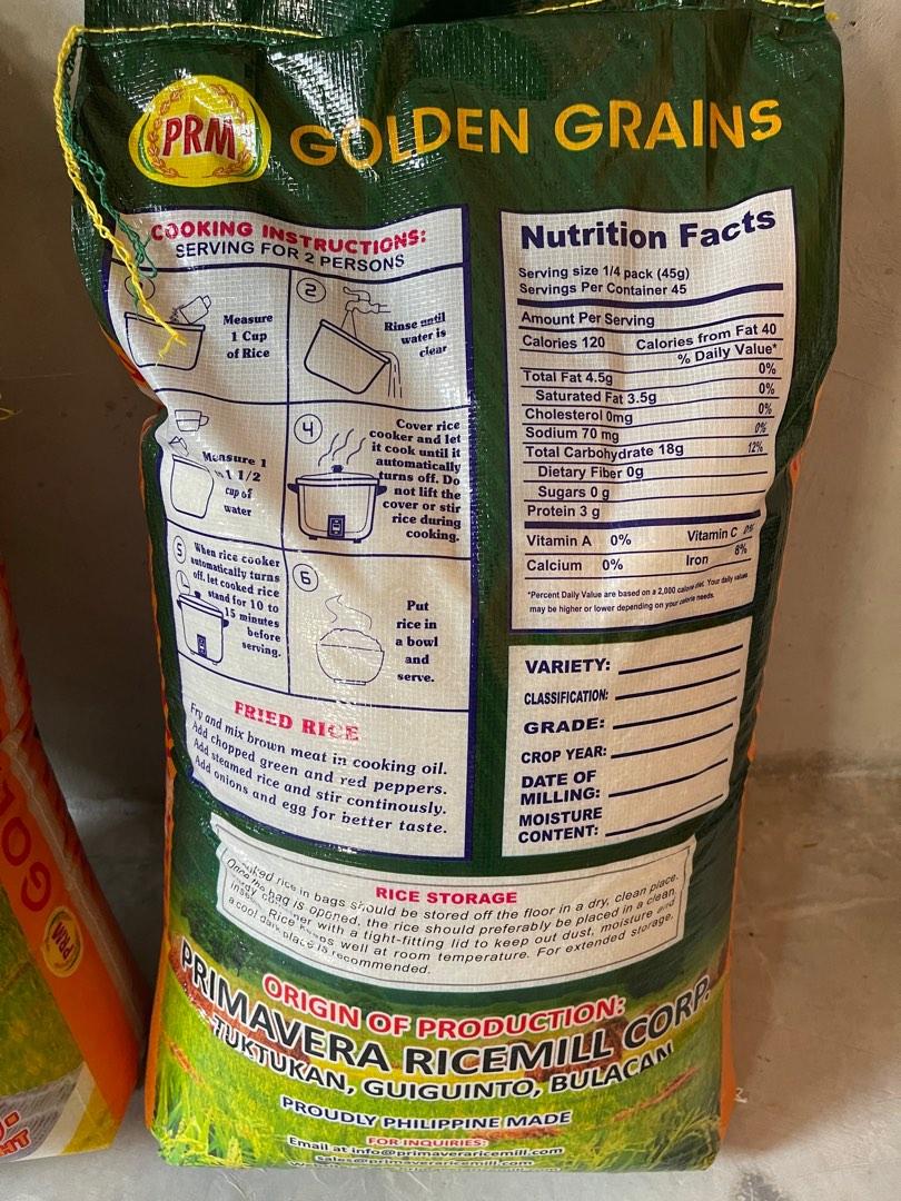 PRM Golden Grains Well Milled Rice 25kg, Food & Drinks, Rice & Noodles ...