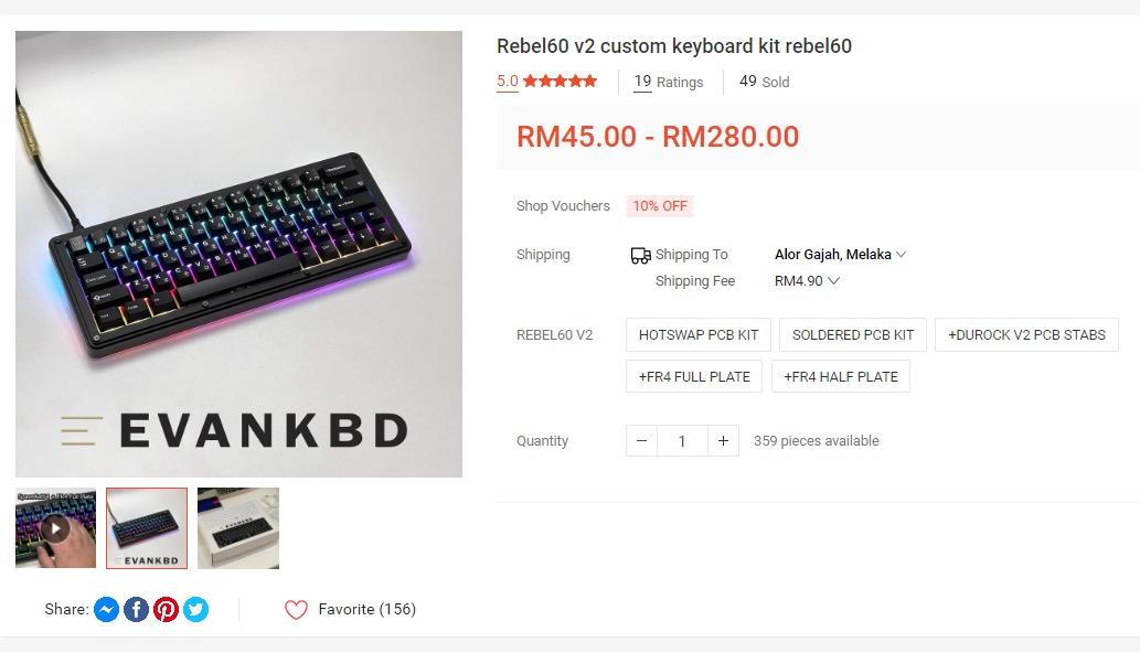 Rebel60 v2 custom keyboard kit, Computers & Tech, Parts & Accessories ...