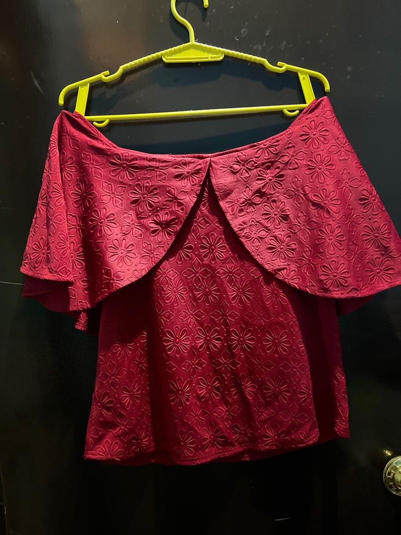 Formal Top Red Off Shoulder , Women's Fashion, Tops, Blouses on Carousell