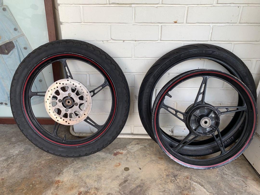 Rim LC135 line merah, Auto Accessories on Carousell