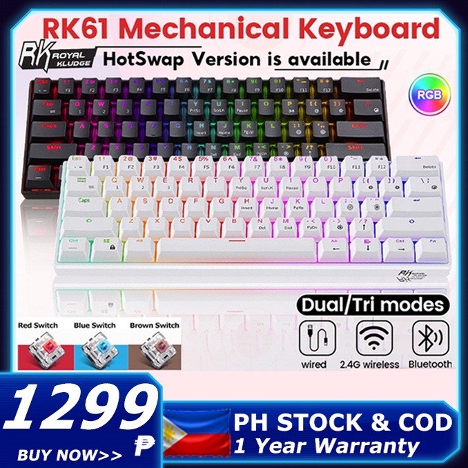 Royal Kludge RK61 Mechanical Gaming Keyboard Three Mode Blue Switch HotSwap, Computers & Tech ...