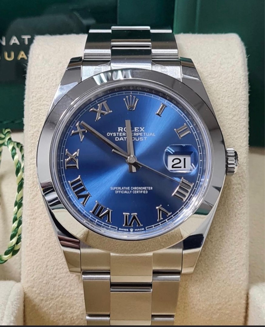 Rolex Datejust 126300 Azzuro blue dial 41mm, Luxury, Watches on Carousell