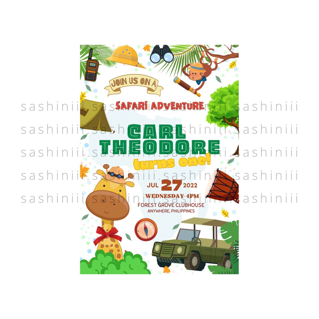 Safari Invitation Layout Only, Hobbies & Toys, Stationary & Craft ...