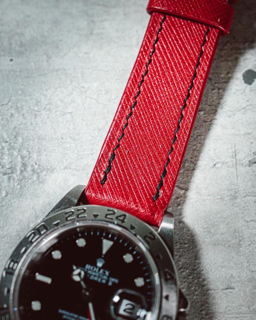 Saffiano Leather (Red) Watch Strap, Luxury, Watches on Carousell