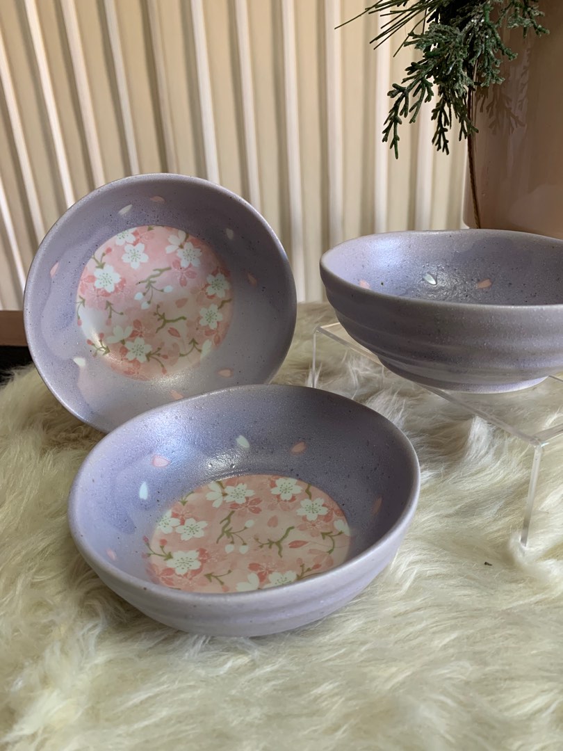 Sakura cherry blossoms stoneware bowl, Furniture & Home Living ...