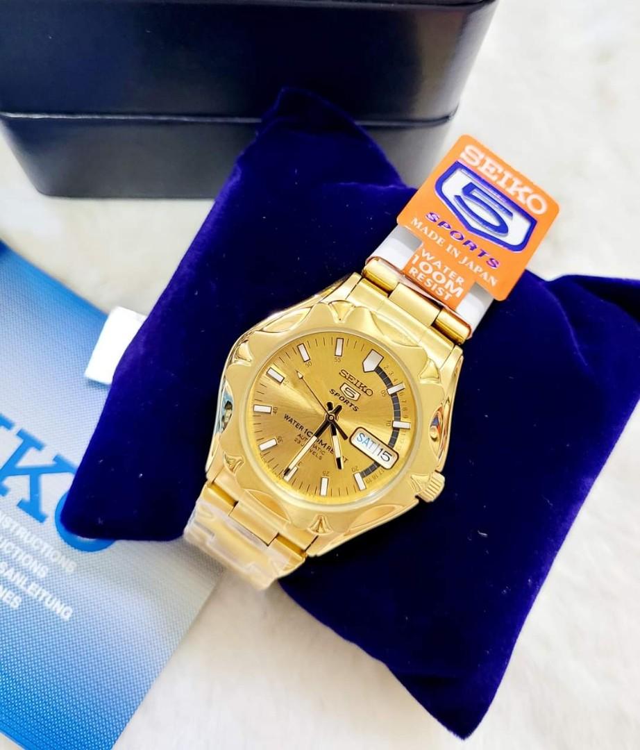 Seiko 5 Sports Gold, Men's Fashion, Watches & Accessories, Watches on ...