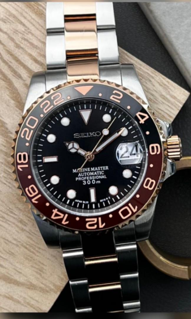 Seiko Root Beer GMT Modded Watch 40mm, Luxury, Watches on Carousell