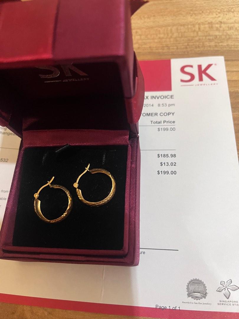 SK Jewellery 14K Gold Earrings, Women's Fashion, Jewelry & Organisers, Earrings on Carousell