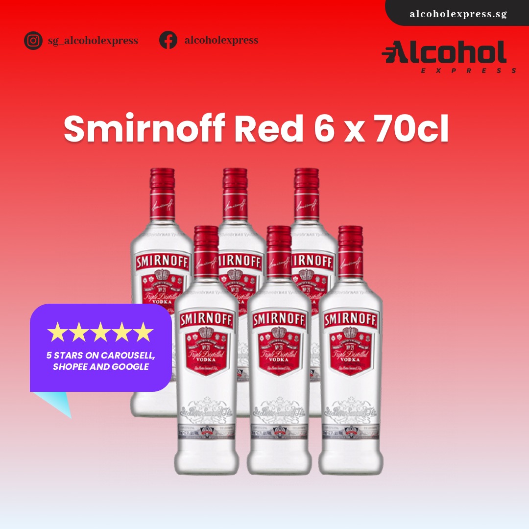 Smirnoff Red 6 x 70cl, Food & Drinks, Alcoholic Beverages on Carousell
