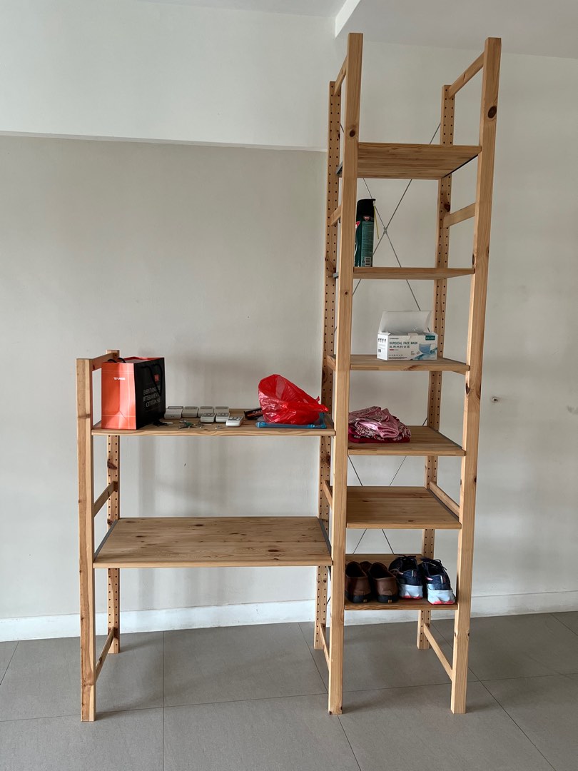 Solid Pine Wood multi purpose shelf racks Shelving Units, Furniture ...