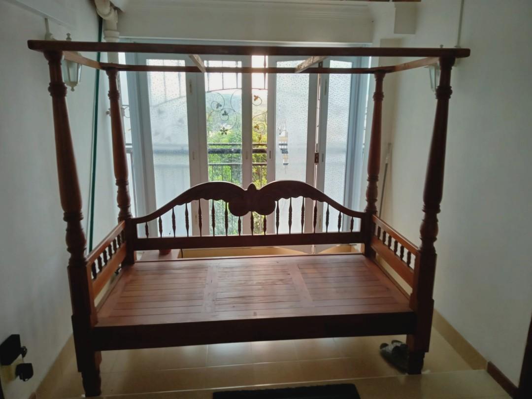 Solid teakwood 4 postal daybed, Furniture & Home Living, Furniture, Bed ...